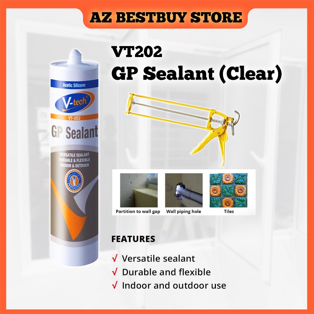 V-Tech VT-201 All Purpose Sealant (Clear) Acetic Gam Aquarium Cermin ...