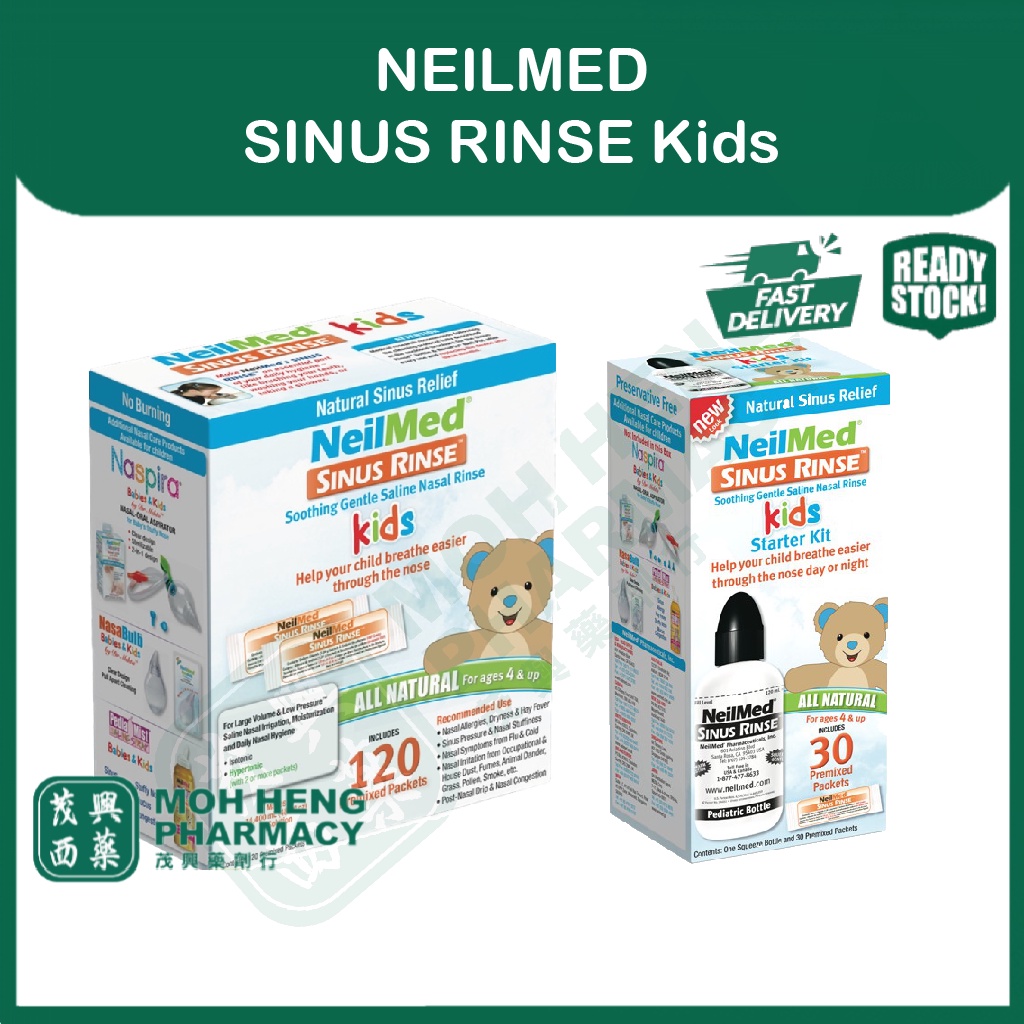 NEILMED SINUS RINSE Kids Premixed Sachets & Squeeze Bottle (For Ages 4 ...
