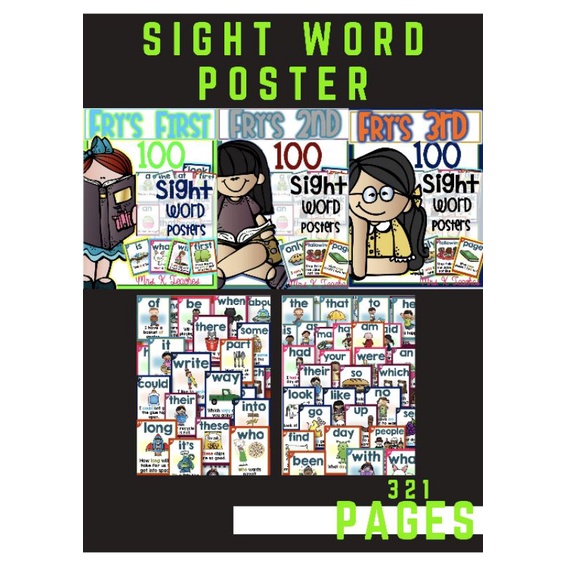 Fry's First 300 Sight word Bundle Preschool Kindergarten 1st Grade 🌻 ...