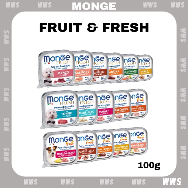 Monge Fresh 100gsm Wet Food/ Dog Tray Food/ Puppies & Adult | Shopee ...
