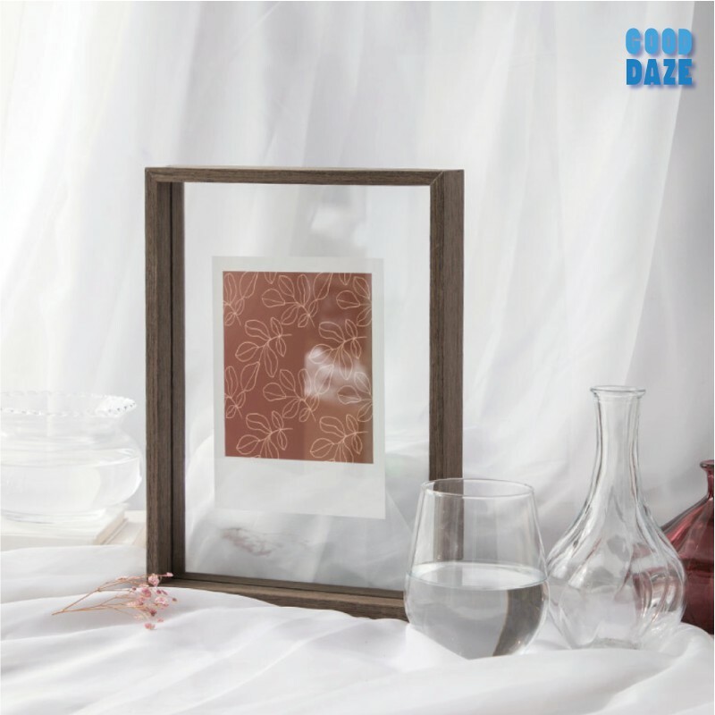 Natural Wooden Photo Frame with Double Panel Glass Minimalist ...