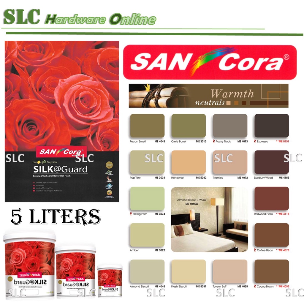 SANcora SILK@Guard Luxury & Washable Interior Wall Paint 5Liters (珍珠漆 ...
