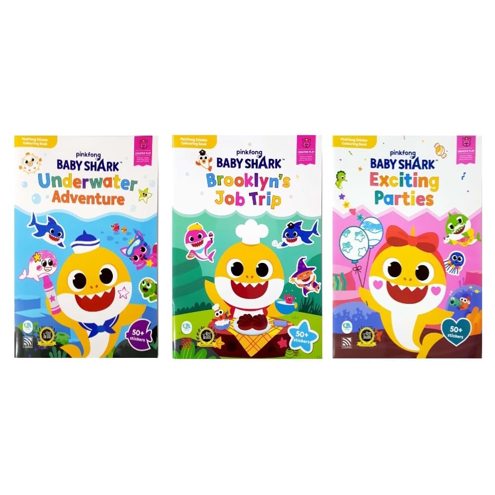 Pinkfong . Sticker & Colouring Book . Baby Shark . Pelangi . { READY ...