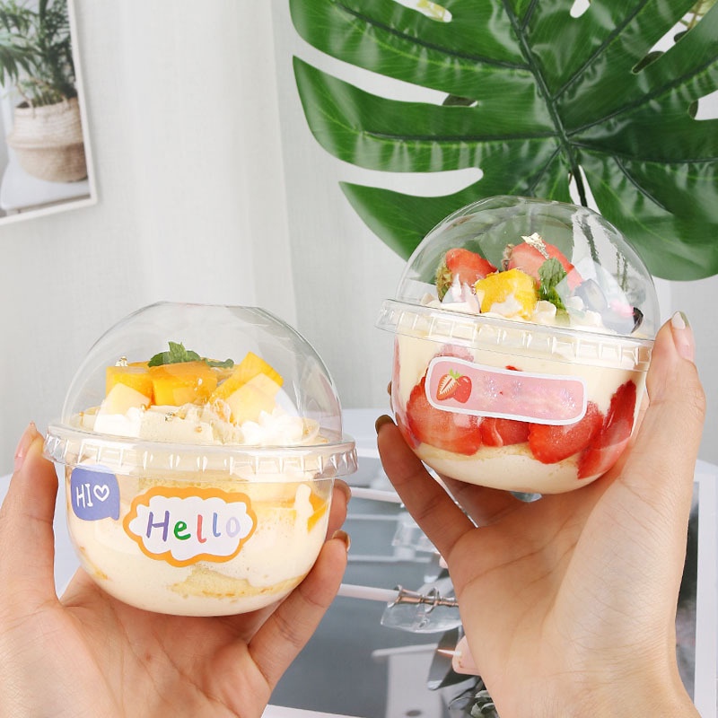 250ml/360ml/500ml U Shape Cup Transparent Plastic Mousse Cup with Lid ...