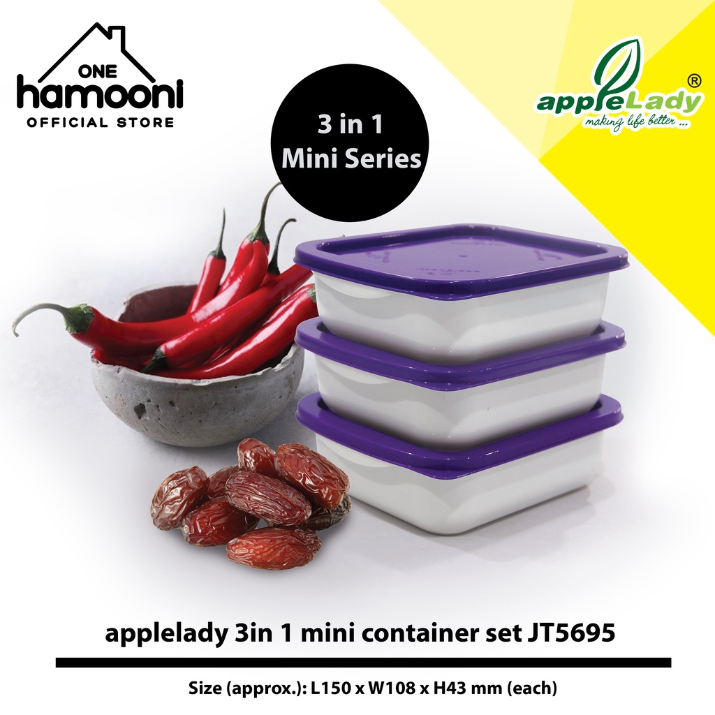 [PROMO - 3 in 1]Applelady Mini Container Set/Food Container/ Bekas ...