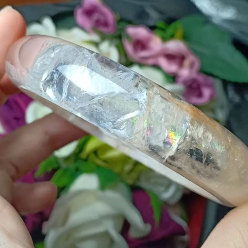 Hematoid Calcite Quart - Natural Multi-inclusions Crystal Quartz Bangle ...