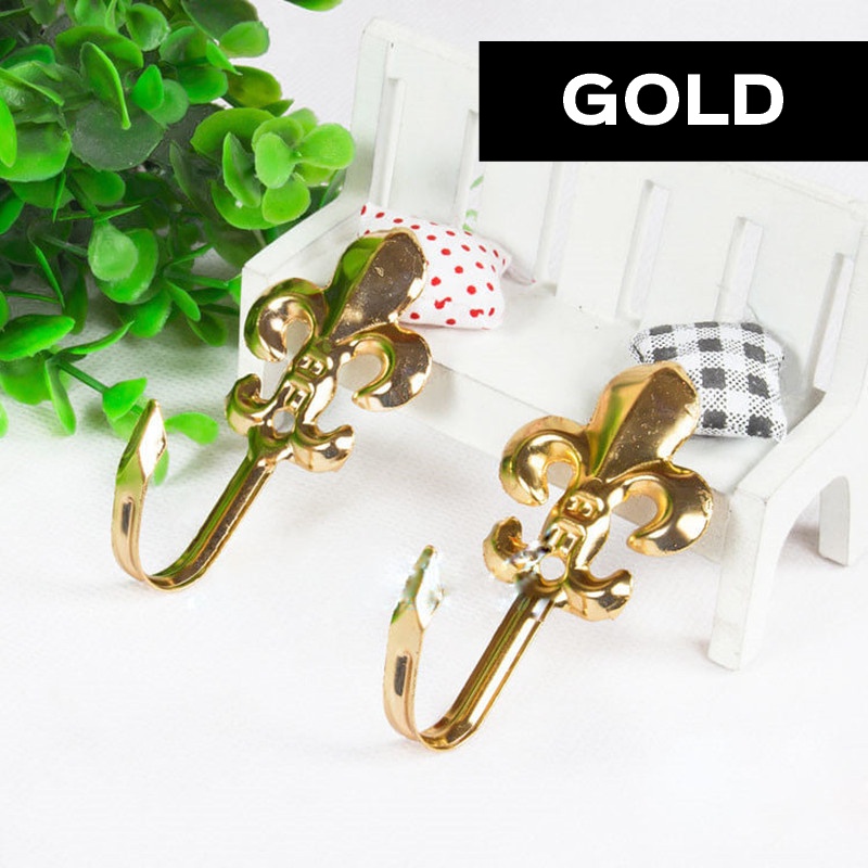 (1 PAIR) Curtain Side Hooks Tie Back Floral Design Hook Screw Mount ...