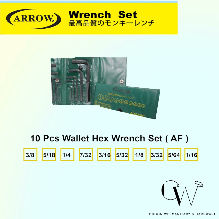 [CW] [READY STOCK] ARROW 10 PCS WALLET HEX WRENCH SET (AF) (3/8/ 5/18 ...