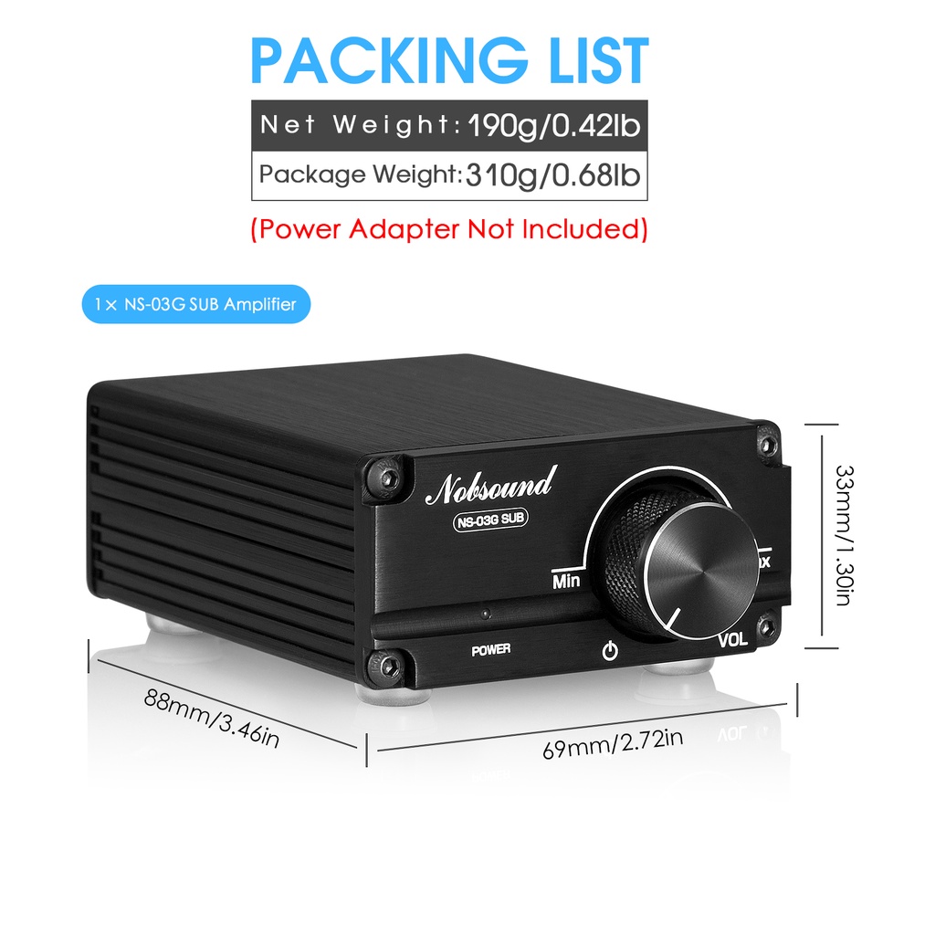 Douk Audio NS-03G Mini 100W Subwoofer / Full Frequency Mono Channel ...