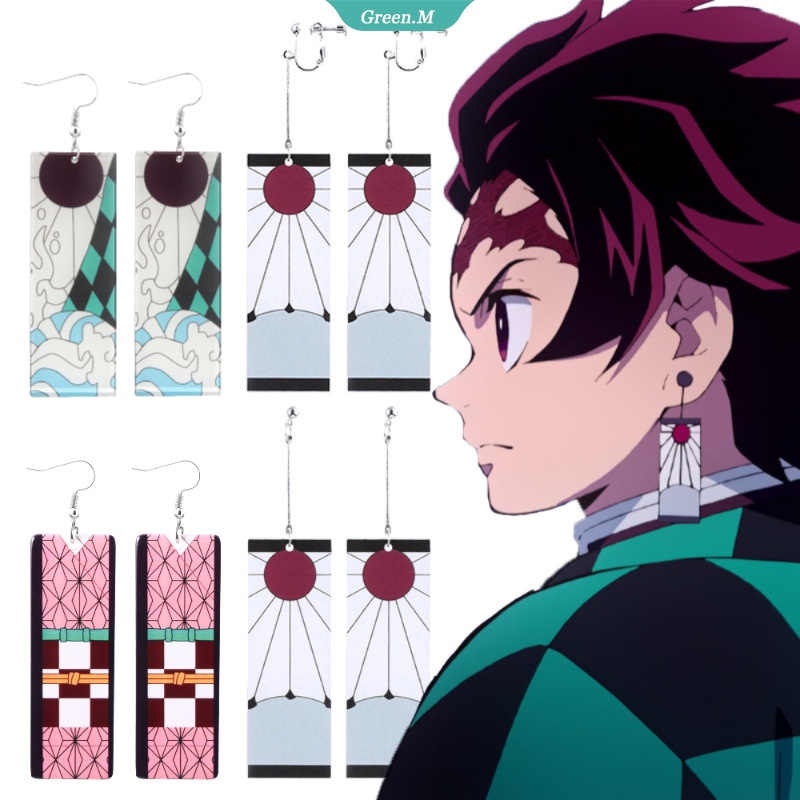 New Anime Demon Slayer Acrylic Charm Earrings Tanjiro Kamado Nezuko Set ...