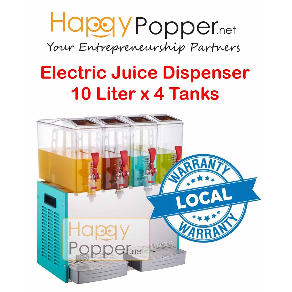 Happypopper Commercial Mesin Fruit Juice Dispenser 10 Liter x 4 Tank ...