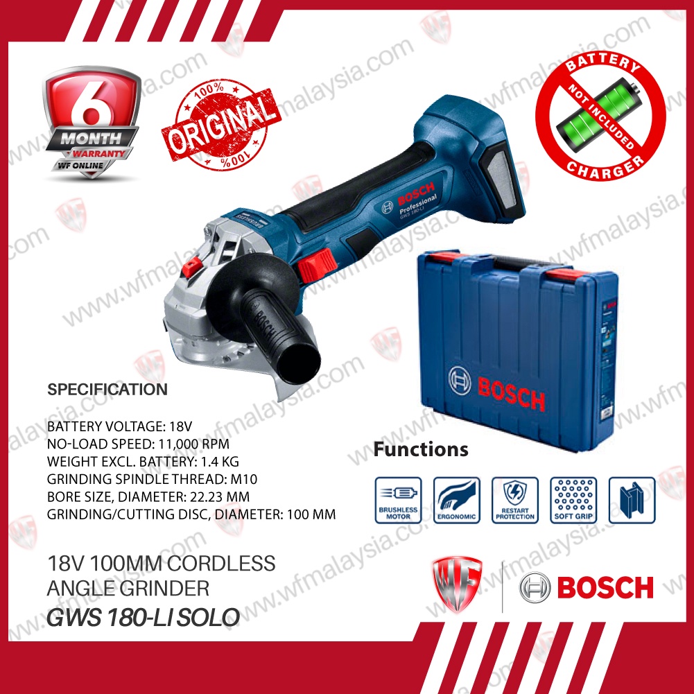 Bosch GWS 180-Li 18V Cordless Brushless Motor Angle Grinder c/w Tool ...