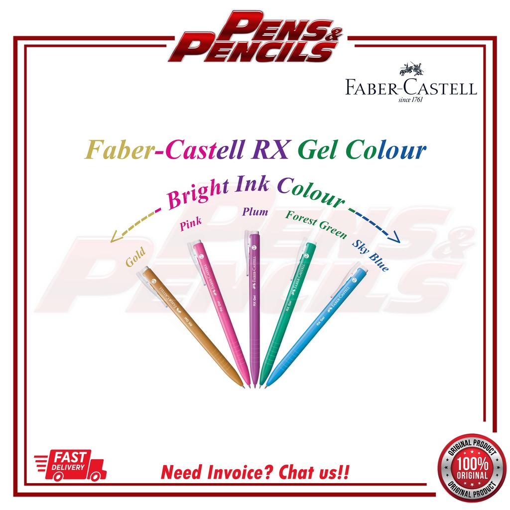 Faber-Castell RX Gel Colour Pen 0.7mm FC Rxgel Pen Bright Ink Gel RX ...