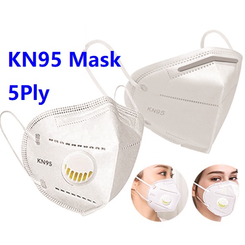 KN95 Face Mask Breathing Valve /Aluminium Nose Clip Face Mask 5 Ply ...
