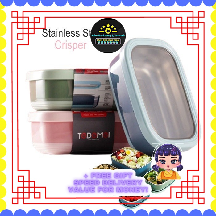 SM Stainless Steel Portable Lunch Box Camping Picnic Food Fruit Bento ...