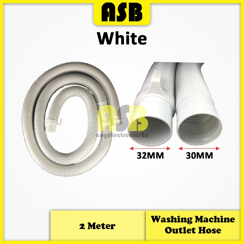 (1pc) Washing Machine Outlet Hose 2 Meter ( White ) ( Flexible ...