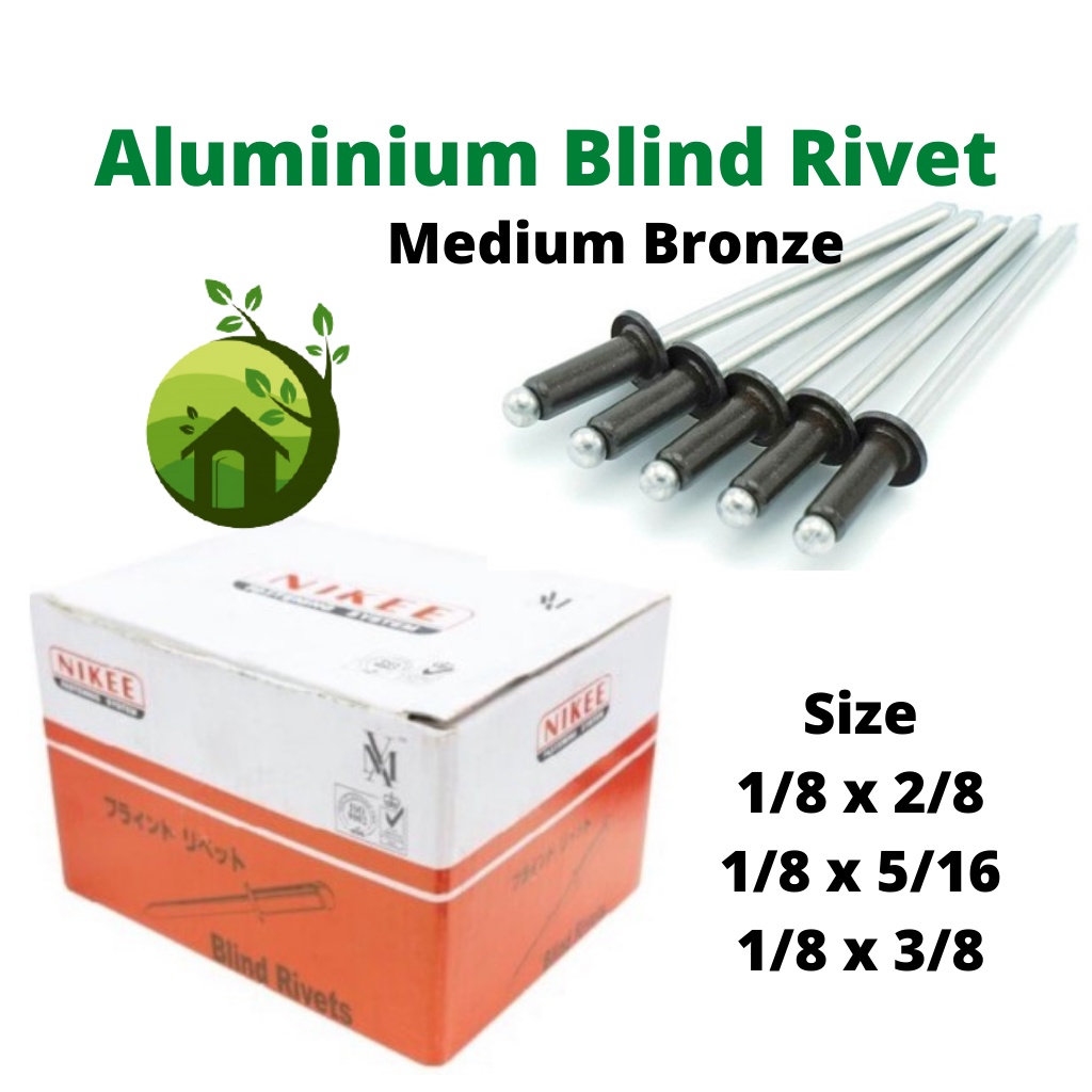 [1000pcs] 1/8” (MB) Medium Bronze Aluminium Blind Rivet/ Mata Ribet ...
