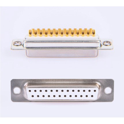 Gold Pin 25 Way Panel Mount D-sub Connector Socket RS232 RS485 DB25 ...