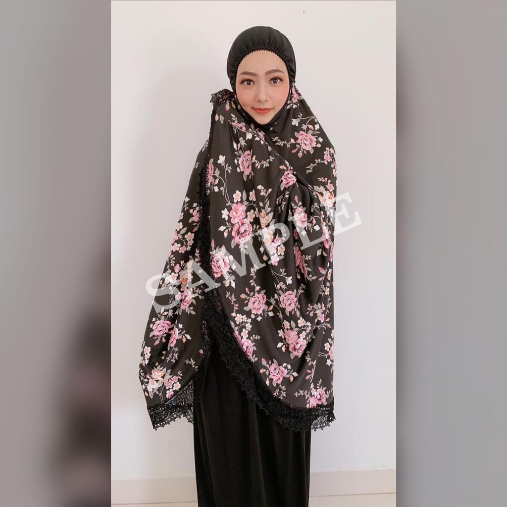 READY STOCK! TELEKUNG LACE CORAK ROSE COTTON VISCOSE (DEWASA) | Shopee ...