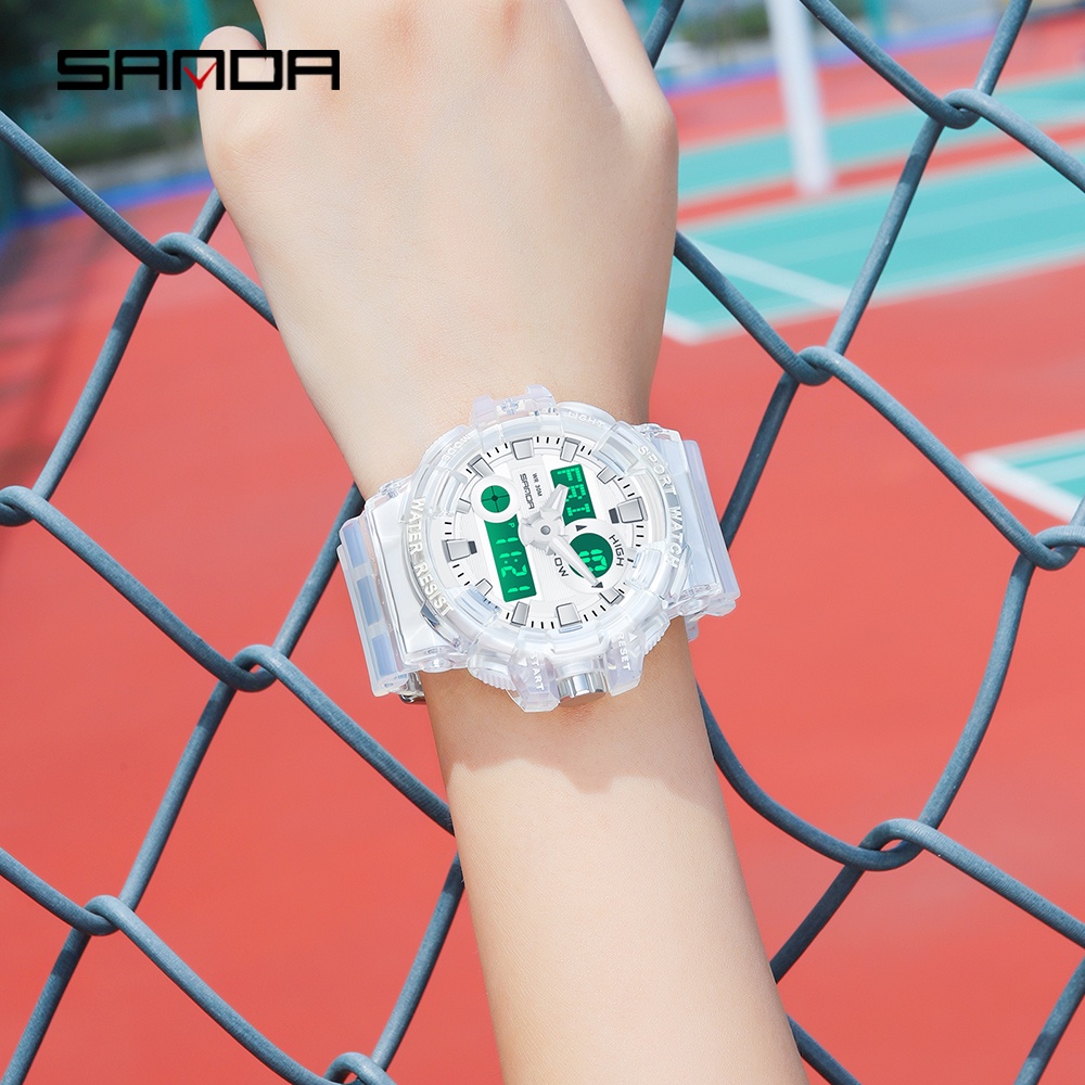 SANDA Hot Weather Cool Transparent Multi-function Dual-display Luminous ...