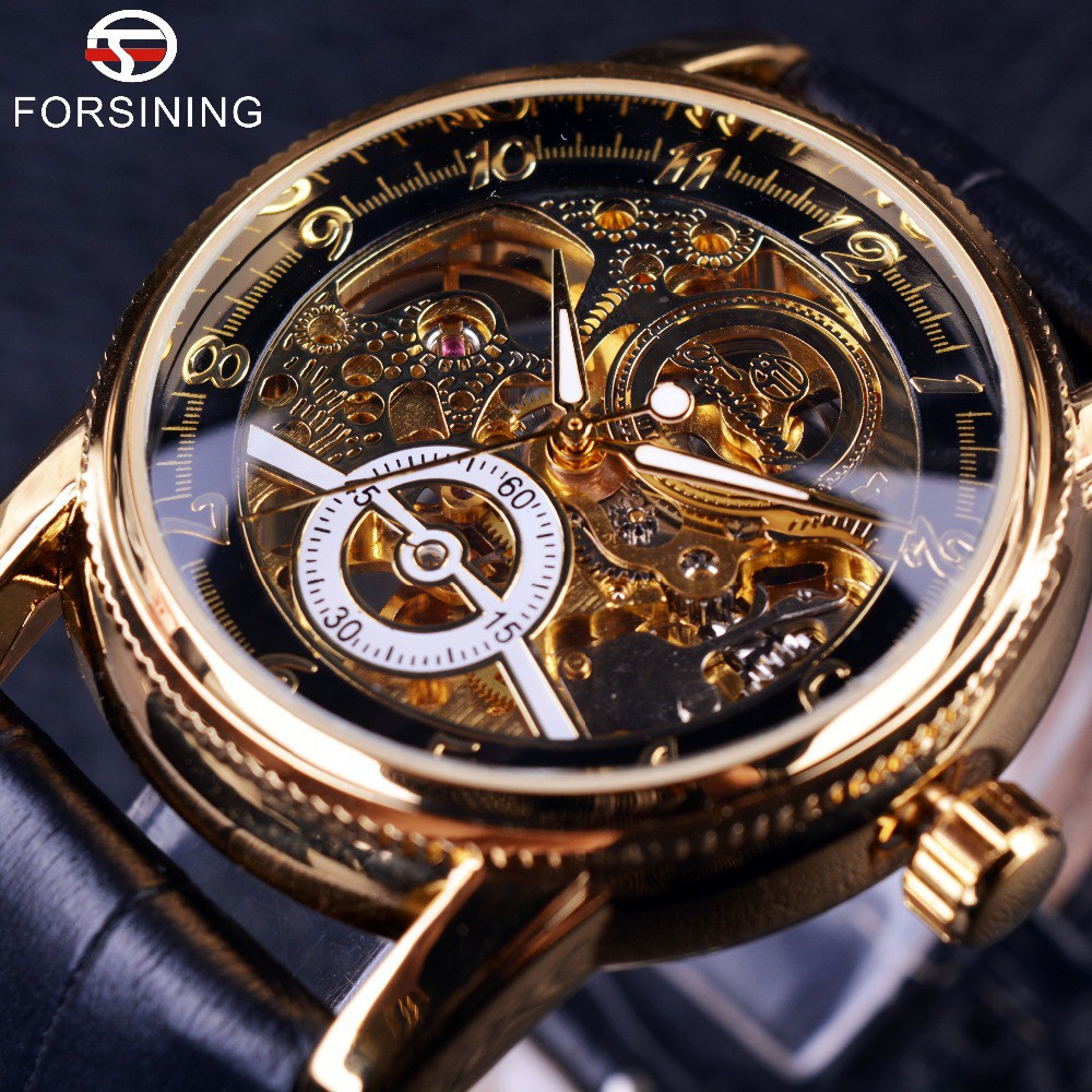FORSINING 100% Original Men New Top Brand Luxury Automatic Mechanical Watch Skeleton Transparent ...