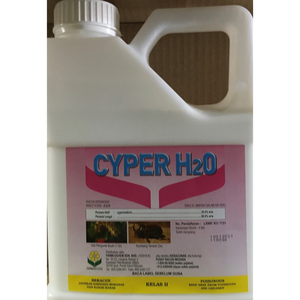 * ORIGINAL * Cyper H2O 4L / racun serangga / kumbang tanduk & ulat ...
