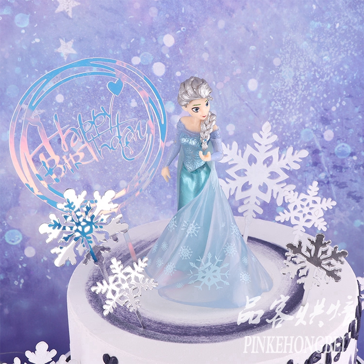 2023 New Frozen Princess Elsa Cake Toppers Decoration Figures Toy Gift ...