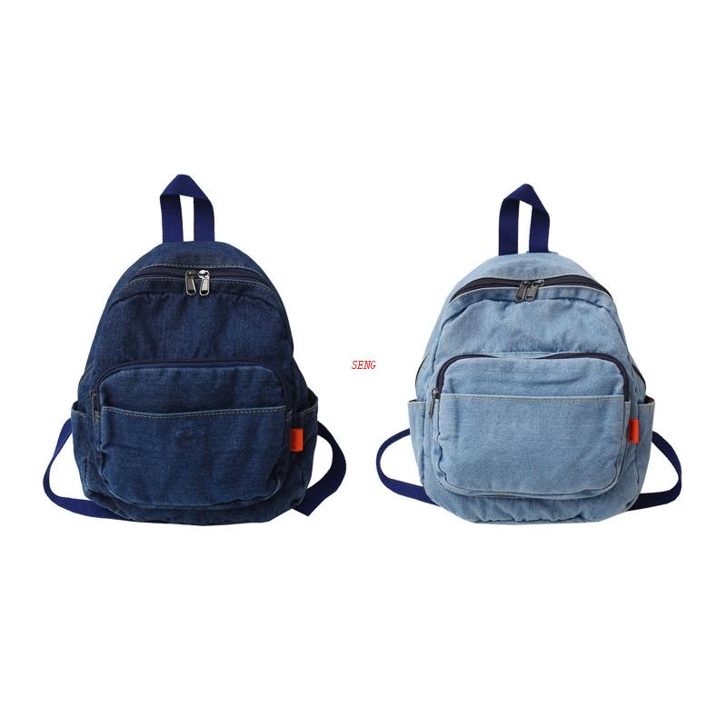 seng Women Backpack Vintage Denim School Bookbag Casual Daypack ...
