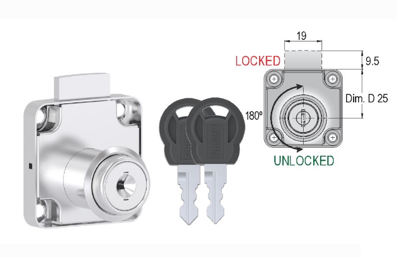 TARGET Drawer Lock model:9001 22mm Cabinet Locker Metal Security ...