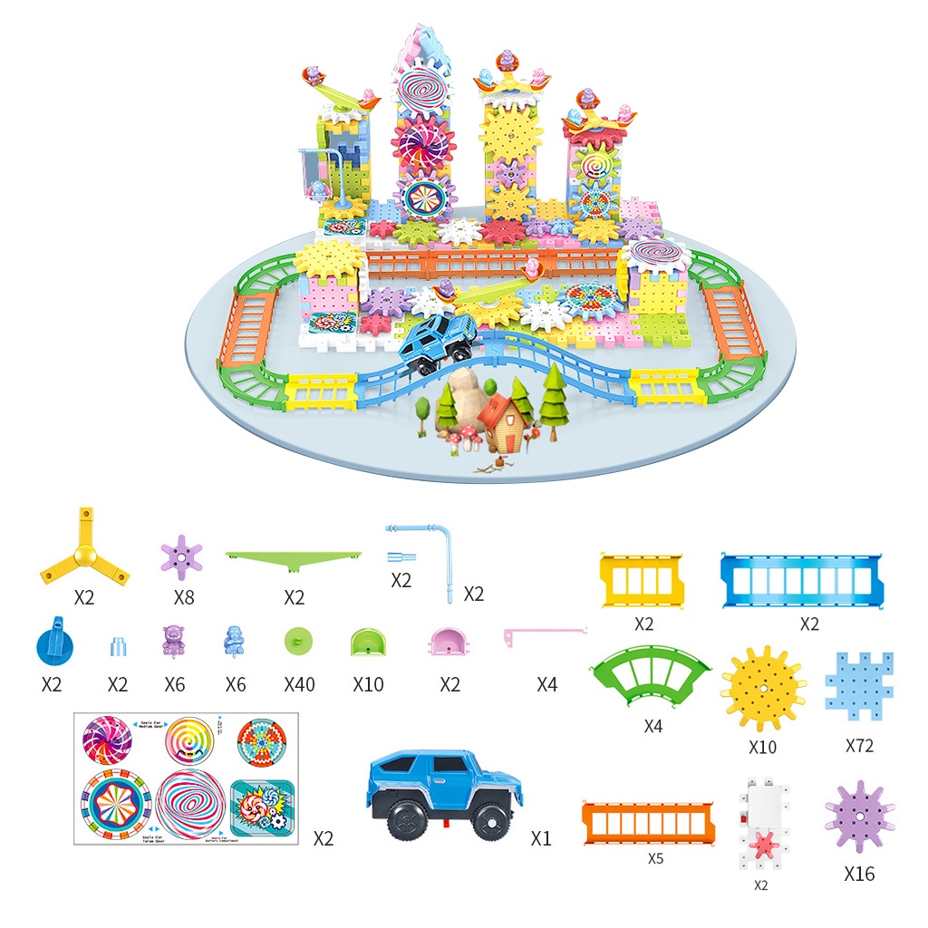 Gear Building Toy Set - Interlocking Learning Blocks - Motorized ...