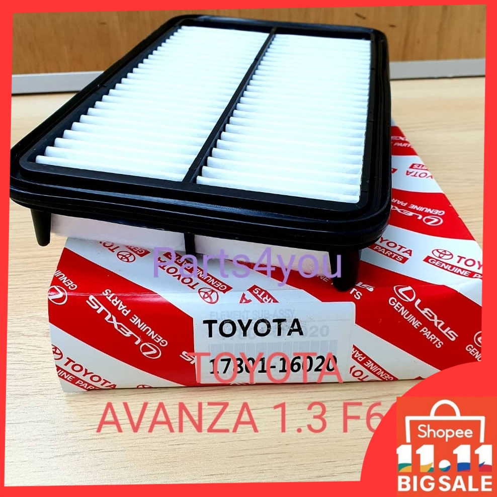 AIR FILTER ELEMENT TOYOTA AVANZA 1.3 F601 2005 17801-16020 | Shopee ...