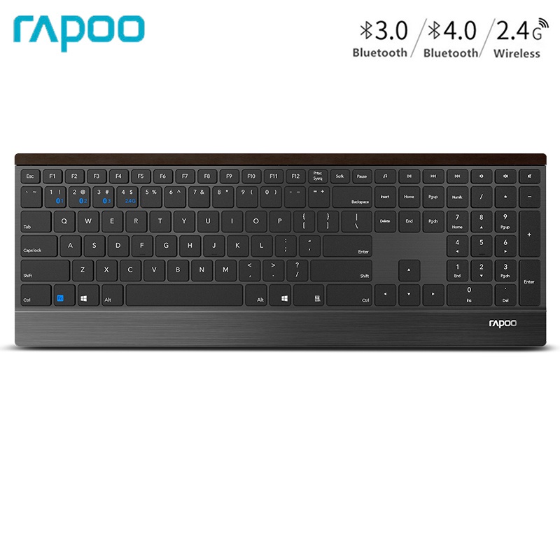 Rapoo E9500G Bluetooth/RT 2.4G Multi-Media 4.5mm Ultra-Slim Wireless Keyboard for Laptop Desktop ...