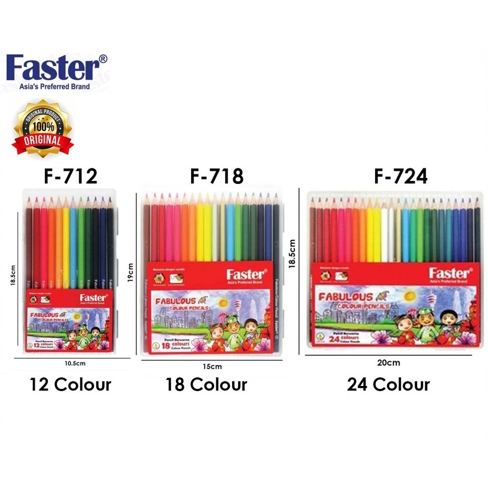 Faster Fabulous Colour Pencil / Pensel Warna (12's / 18's / 24's ...