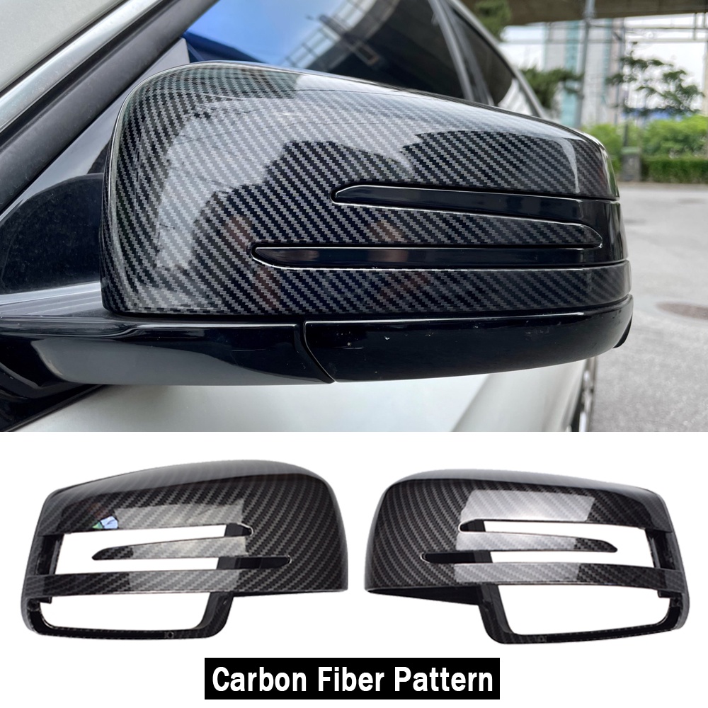 2pcs Replacement Carbon Fiber Pattern Rearview side Mirror cover caps For Mercedes Benz W176 ...