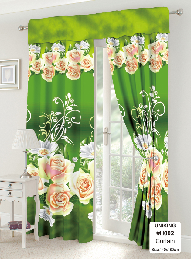 Home Decor 5D Green Curtains New Floral Curtain for Window Door Rome ...