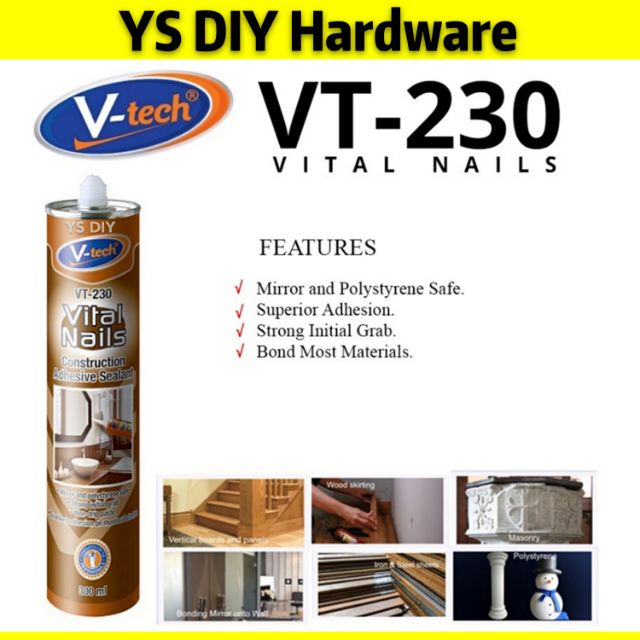 V-Tech Vital Nail Wood Glue VTECH VT-230 for Gam Wainscoting | Shopee ...