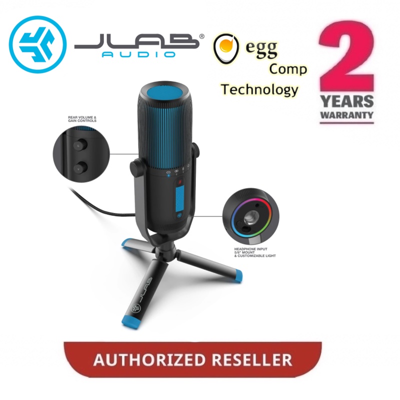 JLab Talk Pro USB Condenser Gaming Microphone USB-C Output Cardioid ...