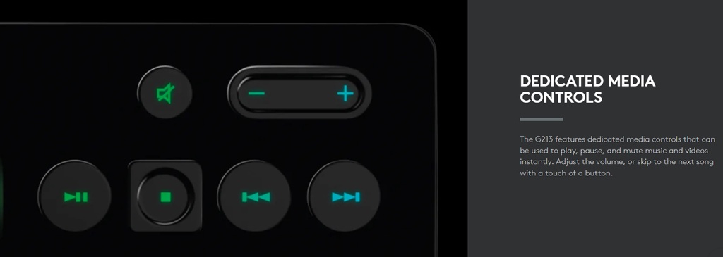 LOGITECH G213 PRODIGY RGB WIRED GAMING KEYBOARD DEDICATED MEDIA ...