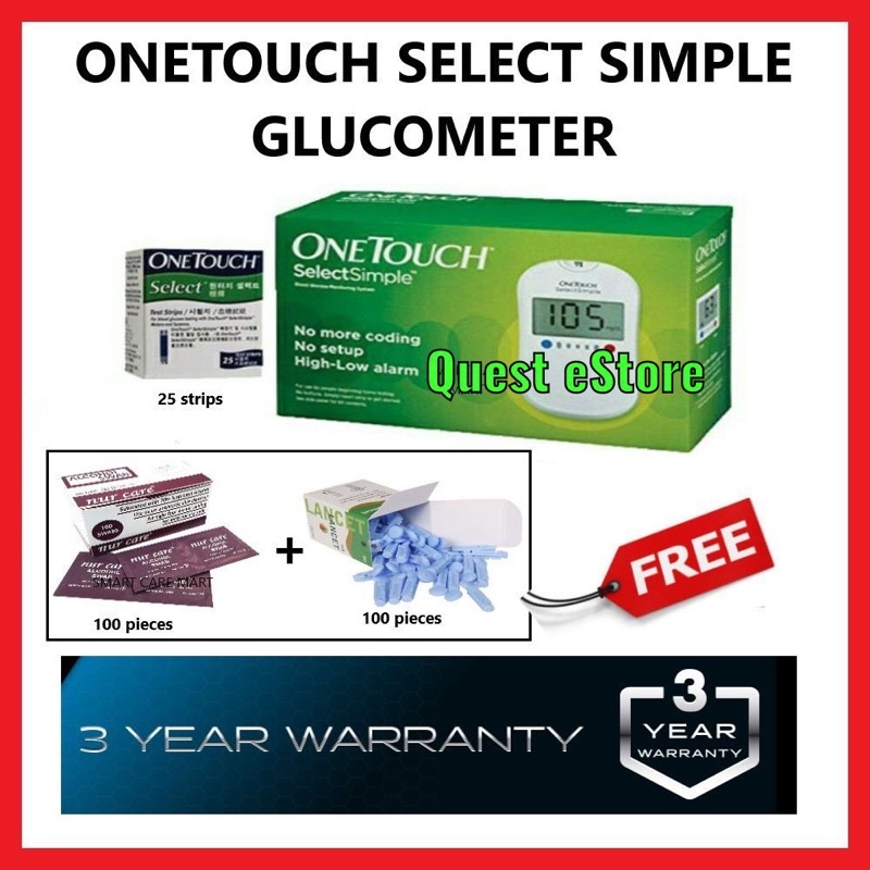 (PROMO) OneTouch Select Meter Complete Set with Strips 25’s FOC Lancet ...