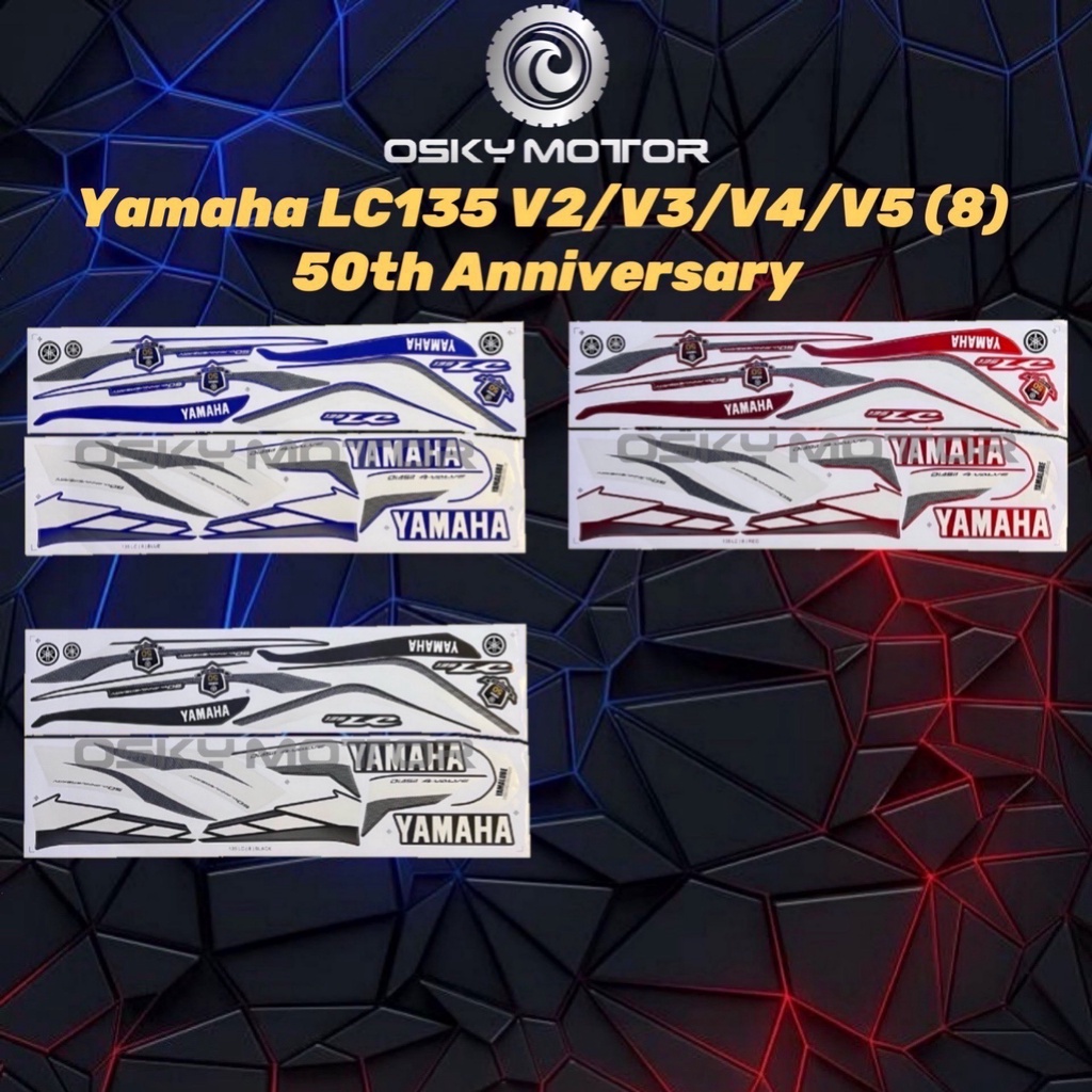 Yamaha LC135 V2/V3/V4/V5 (8) 50th Anniversary Body Sticker - Blue / Red ...