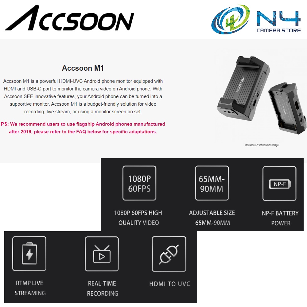 Accsoon M1 1080p Video Transmitter HDMI to UVC On-Camera Device for ...