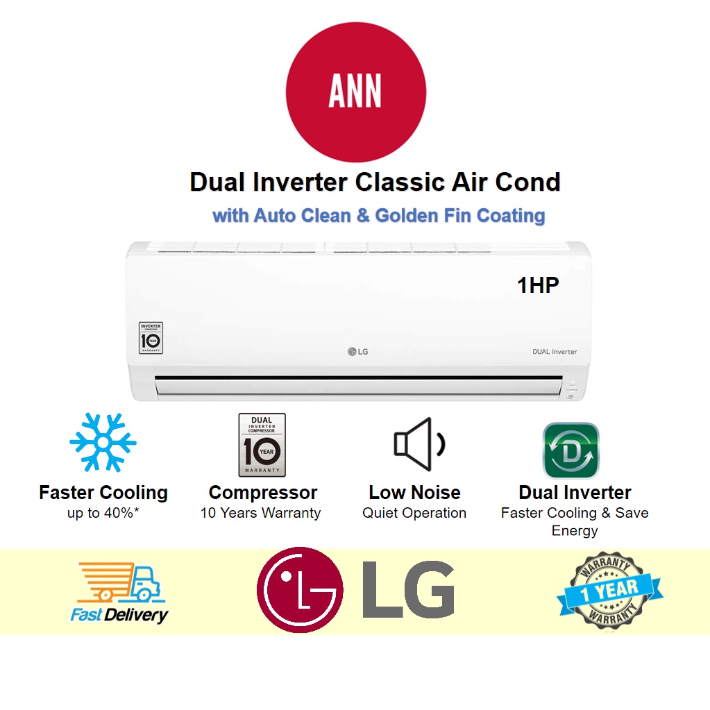 LG 1.0HP R32 Dual Inverter Classic Aircond Air Conditioner S3UQ09WA5AB ...