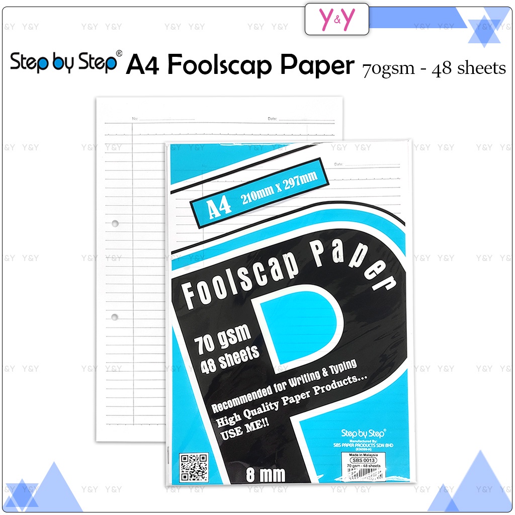 Step by Step A4 70gsm Foolscap Paper with 2 Holes - 48 Sheets / Exam ...