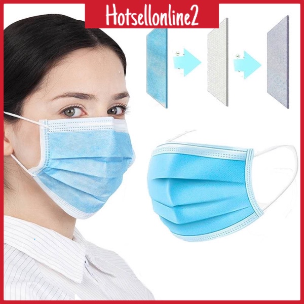 HOT_ 50pcs Face Mask Disposable Earloop 3ply Face Masks Civilian face ...