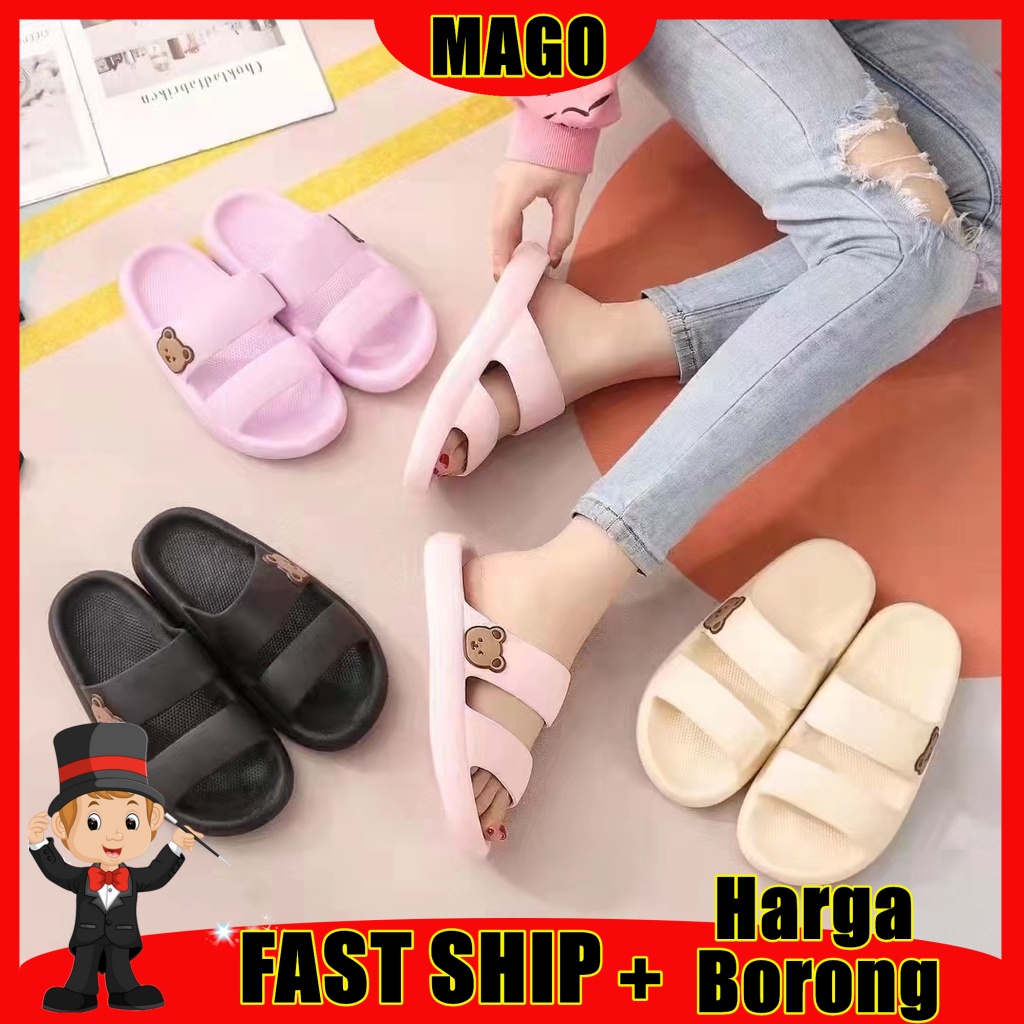 Mago Cute Cartoon Bear Wanita Selipar Women Slipper Girls Perempuan ...
