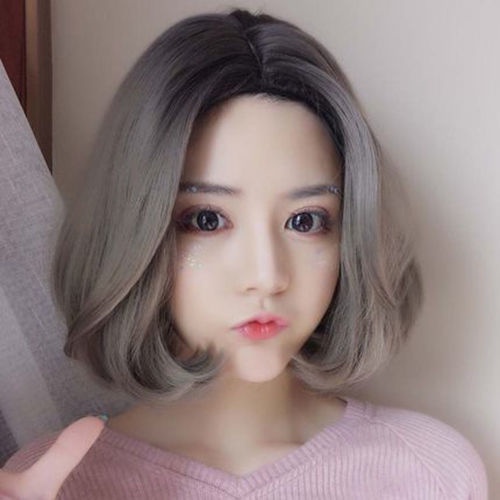 Wig female short hair Bobo head Korean middle shoulder short curly hair ...