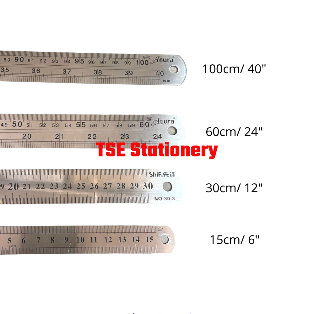 HEAVY DUTY Steel Ruler / Stainless Steel Ruler / Pembaris Besi / Metal Ruler 60cm / 100cm 24 ...