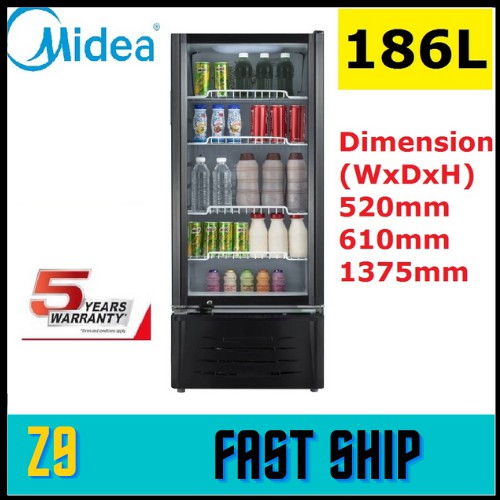MIDEA SHOWCASE 186L MSC-186 BE (BLACK COLOUR GLASS) | Shopee Malaysia