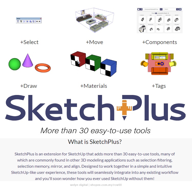 SketchUp | Plugins | Extension | Tutorial 2025 SketchPlus 1.4.9 - Adds more than 30 easy-to-use ...
