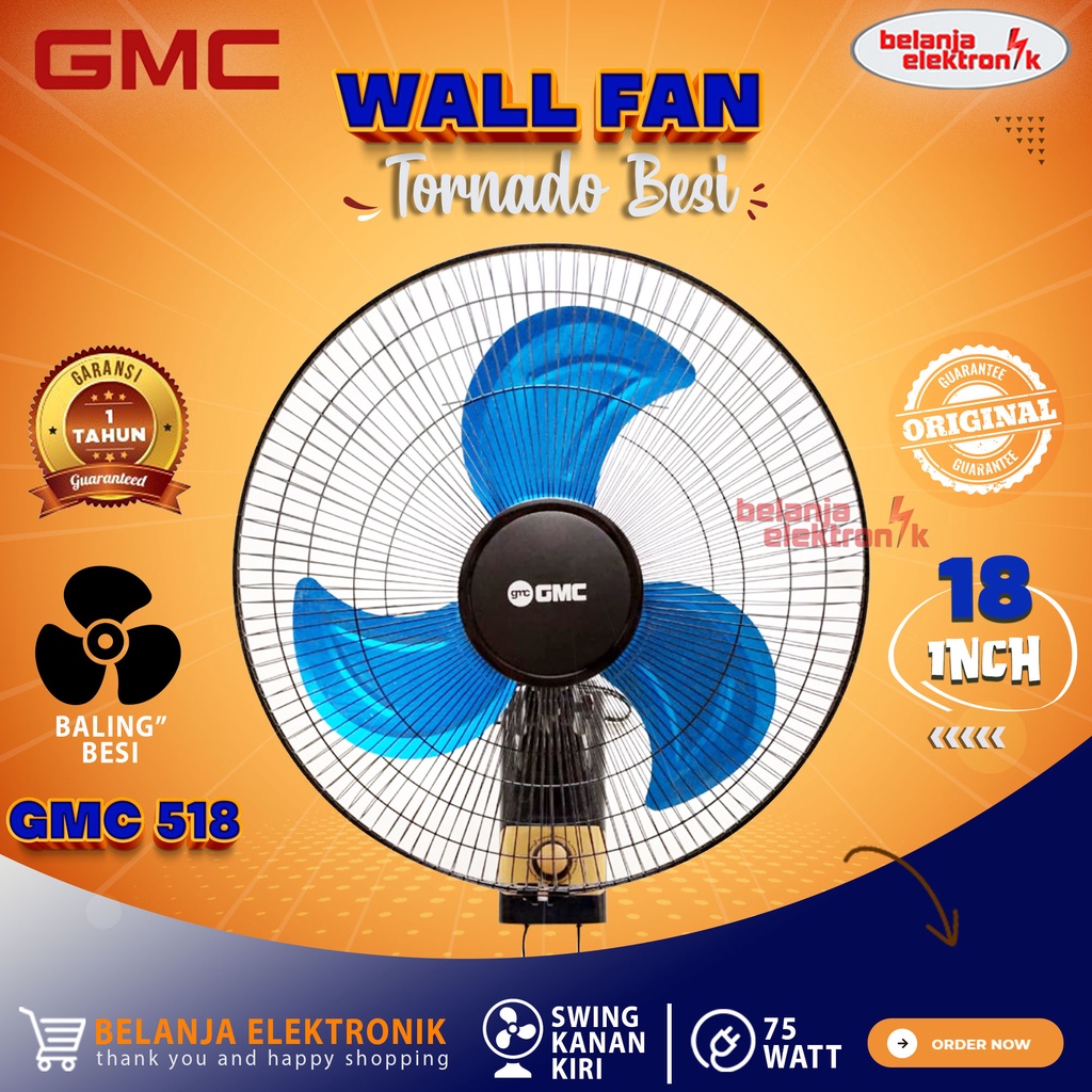 Gmc WALL FAN 18 INCH TORNADO IRON WALL FAN - GMC 518 | Shopee Malaysia